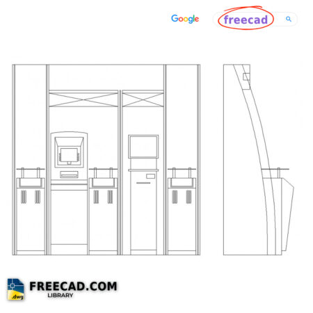 ATM Machine Furniture Elevation AutoCAD Blocks in Format DWG Model