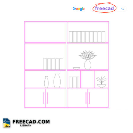Bookcase With Doors Below DWG File Drawing in CAD for Architects.