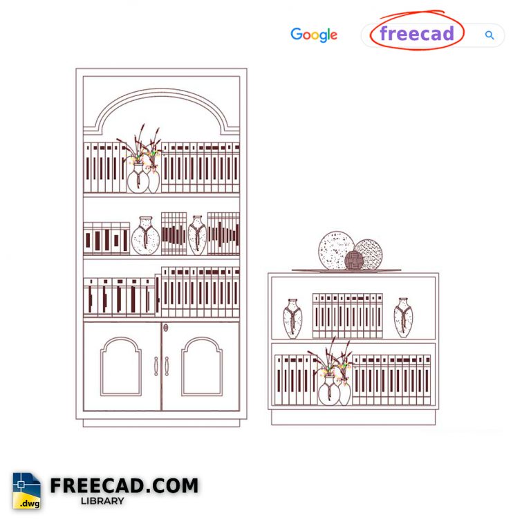 Cabinet With Shelves DWG FREE File Drawing in CAD for Architects.