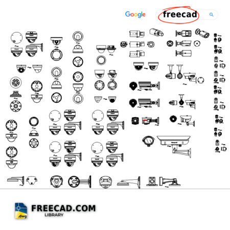 Security Camera DWG Blocks Library in CAD for Architects. Drawing