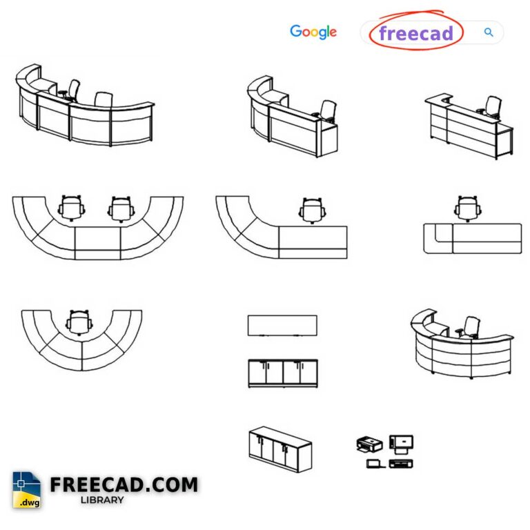Reception Desks in 2D DWG file | Download Library AutoCAD Free