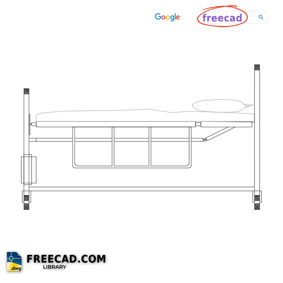 Hospital Bed In 2D DWG File Download Library AutoCAD Free