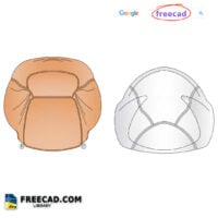Leather sofa and Puff 2D in AutoCAD and DWG file | CAD Free